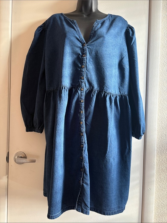 Old Navy | Dresses | Old Navy Cotton Dark Blue Denim Preppy Button ...